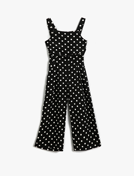 Koton Kız Çocuk Sırtı Pencere Detaylı Puantiyeli Kalın Askılı Tulum