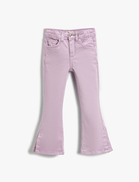 Koton Kız Çocuk Yırtmaç Detaylı İspanyol Paça Slim Fit Kot Pantolon Pamuklu