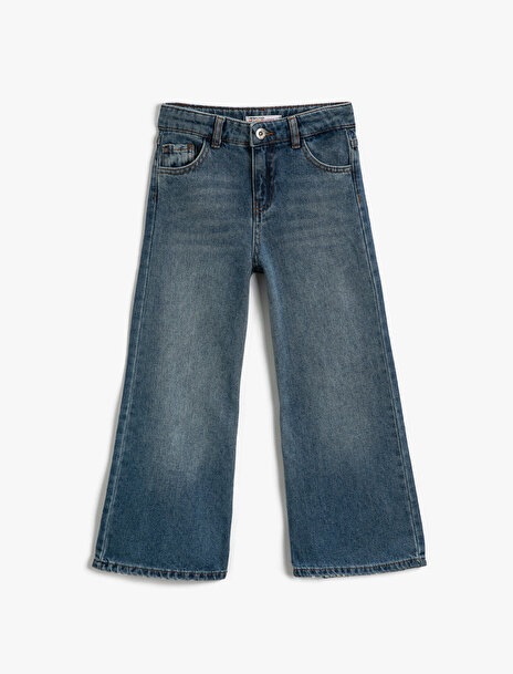 Koton Kız Çocuk Geniş Paça Kot Pantolon Pamuklu