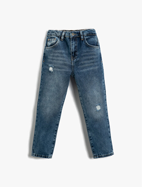 Koton Kız Çocuk Destroylu Boyfriend Kot Pantolon Pamuklu