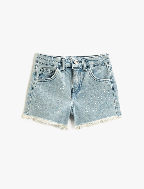 Koton Kız Çocuk Kot Şort Mini İşleme Detaylı Pamuklu