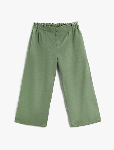 Koton Kız Çocuk Geniş Paça Keten Pantolon Piliseli Beli Lastikli Koton Kız Çocuk Geniş Paça Keten Pantolon Piliseli Beli Lastikli