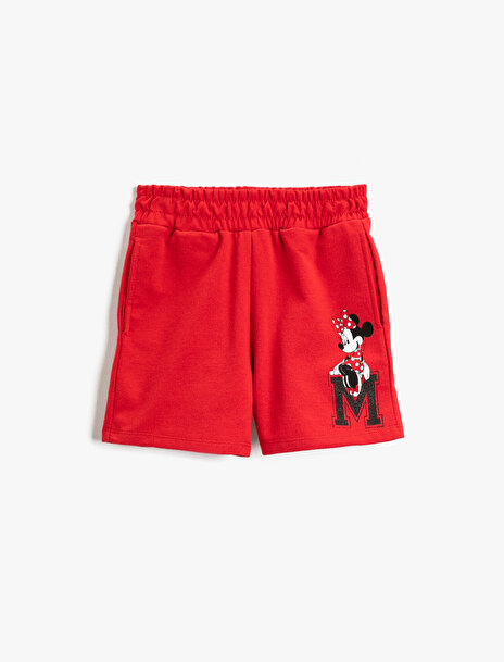 Koton Kız Çocuk Minnie Mouse Baskılı Şort Baskılı Lisanslı Pamuklu