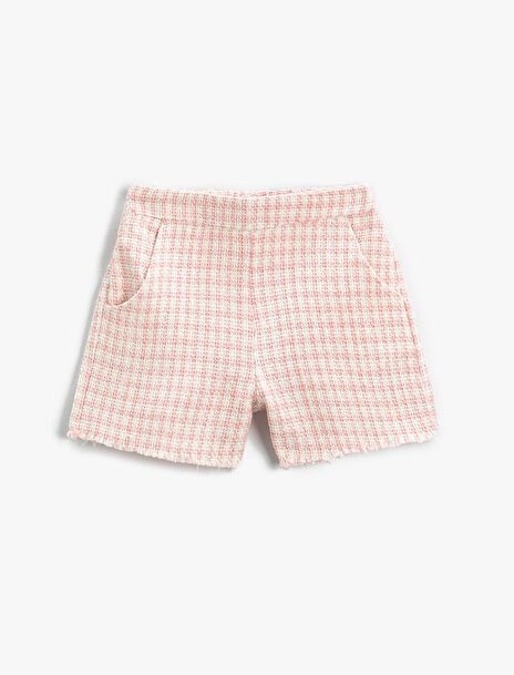 Koton Kız Çocuk Şort Ekose Cepli Diz Üstü