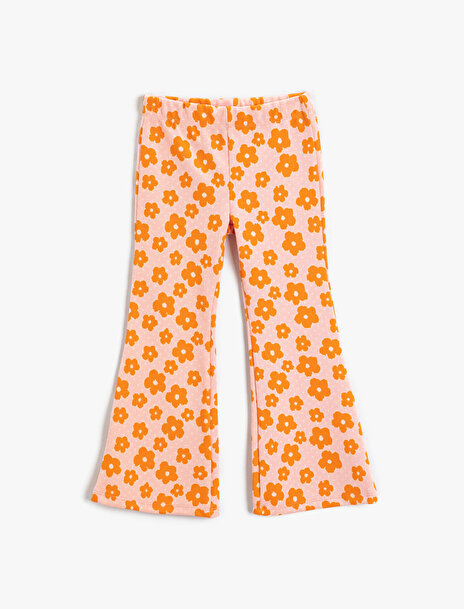 Koton Kız Çocuk Çiçek Baskılı İspanyol Paça Pantolon Beli Lastikli