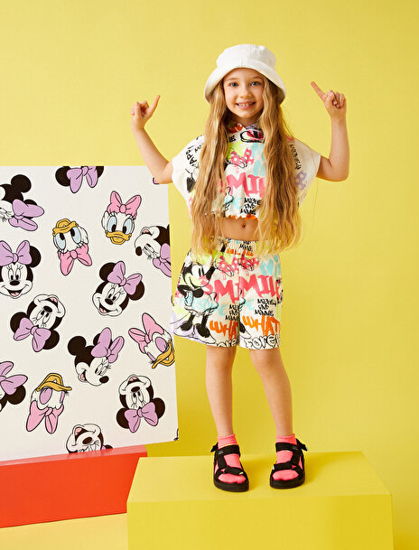 Koton Kız Çocuk Minnie Mouse Baskılı Şort Lisanslı Beli Lastikli Cepli
