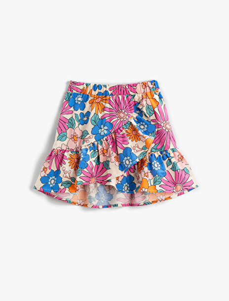 Koton Kız Çocuk Çiçekli Etek Diz Üstü Fırfırlı Pamuklu