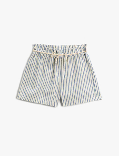 Koton Kız Çocuk Çizgili Şort Beli Bağlamalı Pamuklu