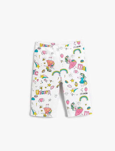 Koton Kız Çocuk Unicorn Baskılı Tayt Diz Üstü Pamuklu