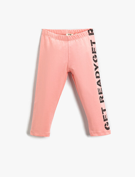 Koton Kız Çocuk Slogan Baskılı Kapri Tayt Pamuklu Koton Kız Çocuk Slogan Baskılı Kapri Tayt Pamuklu