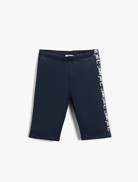 Koton Kız Çocuk Slogan Baskılı Beli Lastikli Diz Üstü Tayt Pamuklu