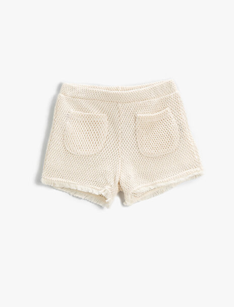 Koton Kız Çocuk Mini Şort Dokuma Püsküllü Cepli