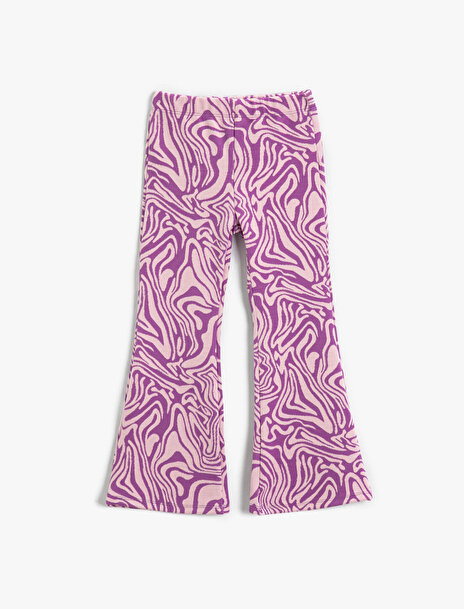 Koton Kız Çocuk Desenli İspanyol Paça Pantolon Beli Lastikli Uzun