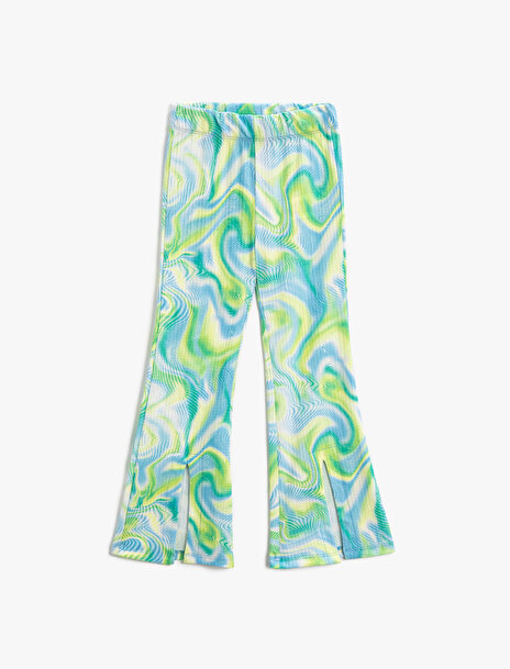 Koton Kız Çocuk İspanyol Paça Pantolon Yırtmaç Detaylı Beli Lastikli