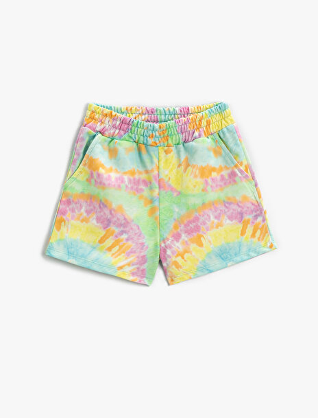 Koton Kız Çocuk Renkli Şort Batik Desenli Cepli Diz Üstü Koton Kız Çocuk Renkli Şort Batik Desenli Cepli Diz Üstü