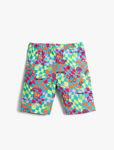 Koton Kız Çocuk Tayt Beli Lastikli Diz Üstü Baskılı