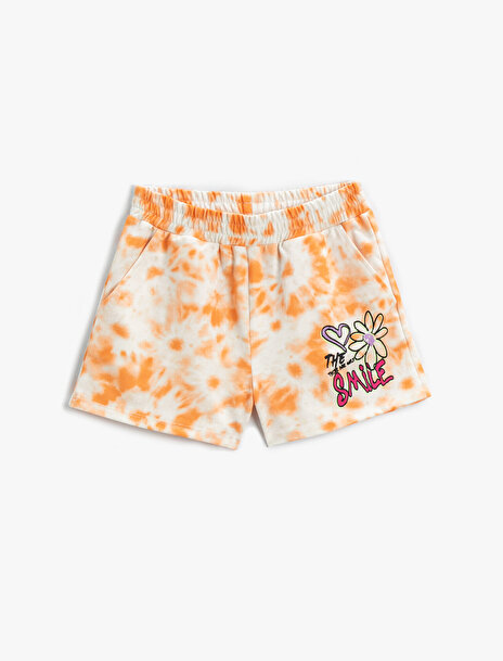 Koton Kız Çocuk Batik Desenli Şort Cepli Diz Üstü