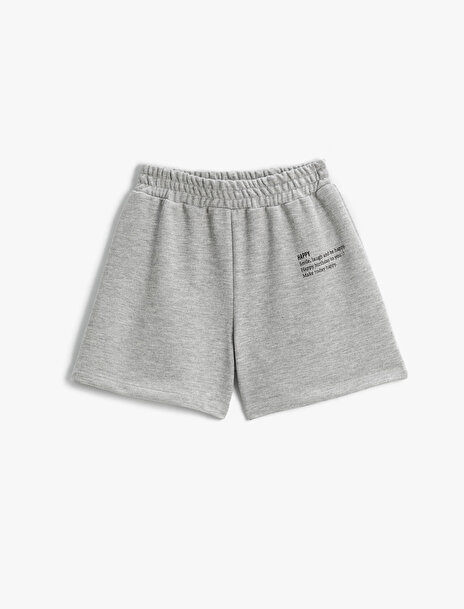 Koton Kız Çocuk Baskılı Şort Diz Üstü Beli Lastikli