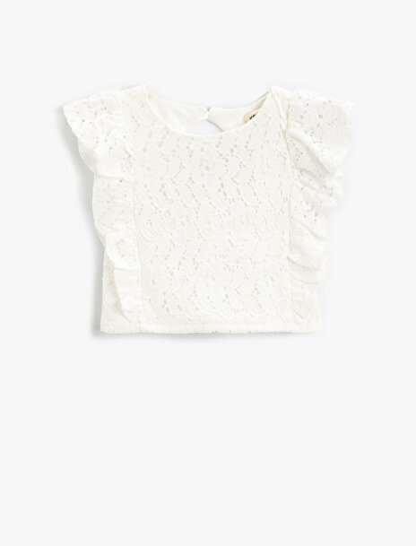 Koton Kız Çocuk Dantelli Kısa Kollu Bluz Pamuklu Fırfırlı Koton Kız Çocuk Dantelli Kısa Kollu Bluz Pamuklu Fırfırlı