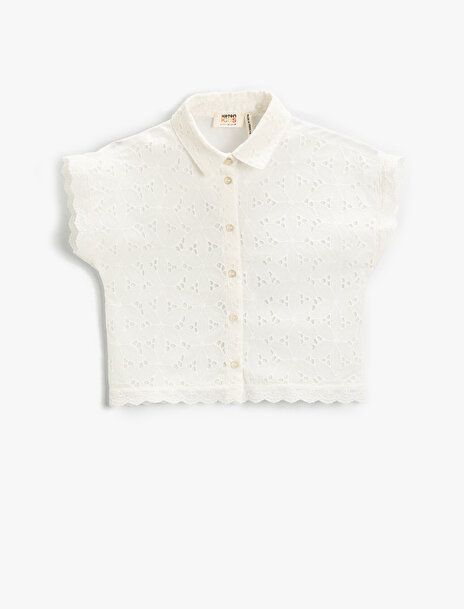 Koton Kız Çocuk Fisto İşlemeli Crop Oversize Kısa Kollu Gömlek Koton Kız Çocuk Fisto İşlemeli Crop Oversize Kısa Kollu Gömlek