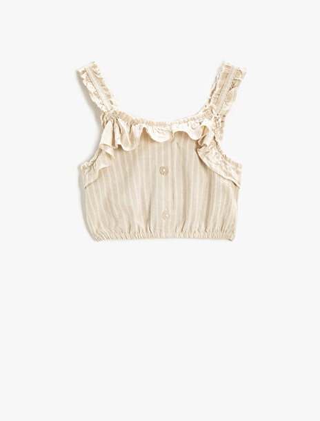 Koton Kız Çocuk Crop Bluz Kalın Askılı Fırfırlı Çizgili Koton Kız Çocuk Crop Bluz Kalın Askılı Fırfırlı Çizgili