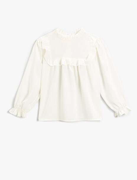 Koton Kız Çocuk Yakası Fırfırlı Uzun Kollu Bluz