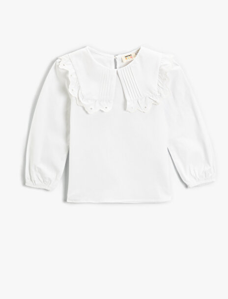 Koton Kız Çocuk Bebe Yaka Gömlek İşleme Detaylı Uzun Kollu Pamuklu