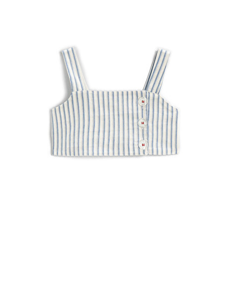 Koton Kız Çocuk Çizgili Crop Üst Düğme Detaylı Askılı Koton Kız Çocuk Çizgili Crop Üst Düğme Detaylı Askılı
