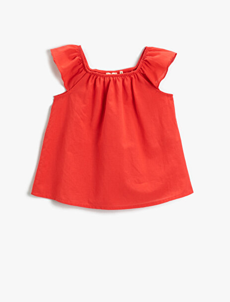 Koton Kız Çocuk Kolları Fırfırlı Bluz Pamuklu