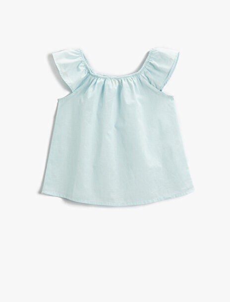 Koton Kız Çocuk Kolları Fırfırlı Bluz Pamuklu