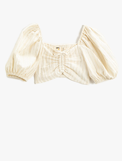 Koton Kız Çocuk Crop Bluz Balon Kollu Büzgü Detaylı Koton Kız Çocuk Crop Bluz Balon Kollu Büzgü Detaylı