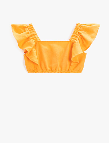 Koton Kız Çocuk Fırfırlı Crop Bluz Gipe Detaylı Koton Kız Çocuk Fırfırlı Crop Bluz Gipe Detaylı