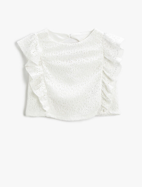 Koton Kız Çocuk Fisto İşlemeli Bluz Fırfırlı Bisiklet Yaka