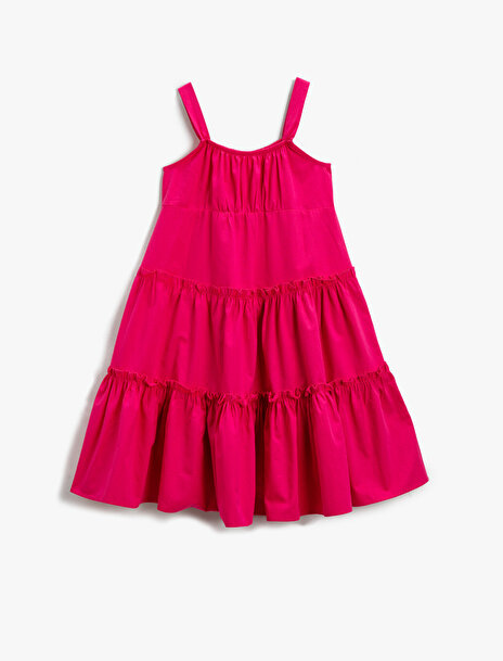 Koton Kız Çocuk Midi Elbise Askılı Volanlı Fırfırlı