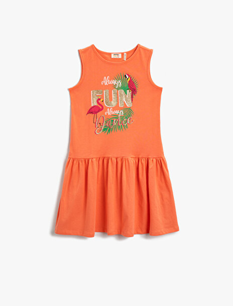 Koton Kız Çocuk Yaz Temalı Flamingo Baskılı Halter Yaka Fırfırlı Elbise Pamuklu Koton Kız Çocuk Yaz Temalı Flamingo Baskılı Halter Yaka Fırfırlı Elbise Pamuklu