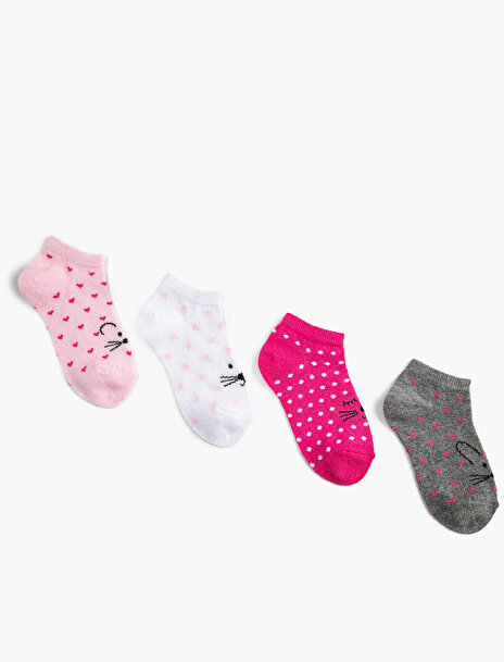 Koton Kız Çocuk 4'lü Basklı Çorap Seti Koton Kız Çocuk 4'lü Basklı Çorap Seti