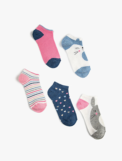 Koton Kız Çocuk Çizgi Baskılı Çorap Seti