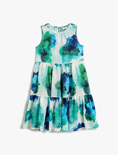 Koton Kız Çocuk Kolsuz Midi Elbise Desenli Fırfırlı Koton Kız Çocuk Kolsuz Midi Elbise Desenli Fırfırlı