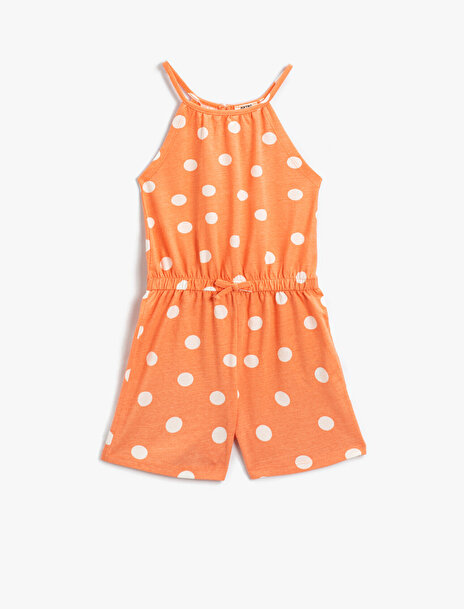 Koton Kız Çocuk Puantiye Desenli Halter Yaka Tulum Pamuklu