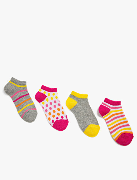 Koton Kız Çocuk Çizgili Baskılı Çorap Seti