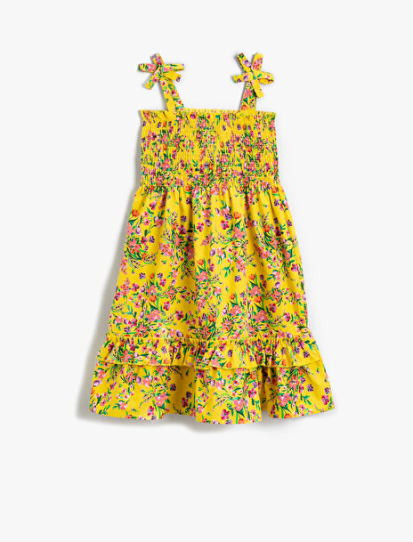 Koton Kız Çocuk Çiçekli Midi Elbise Omzu Açık Fırfırlı Pamuklu Koton Kız Çocuk Çiçekli Midi Elbise Omzu Açık Fırfırlı Pamuklu