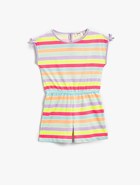Koton Kız Çocuk Renkli Şort Tulum Bisiklet Yaka Kolsuz