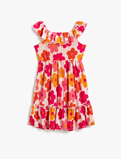 Koton Kız Çocuk Çiçekli Midi Elbise Fırfırlı