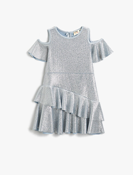 Koton Kız Çocuk Parlak Volanlı Elbise Pencere Detaylı