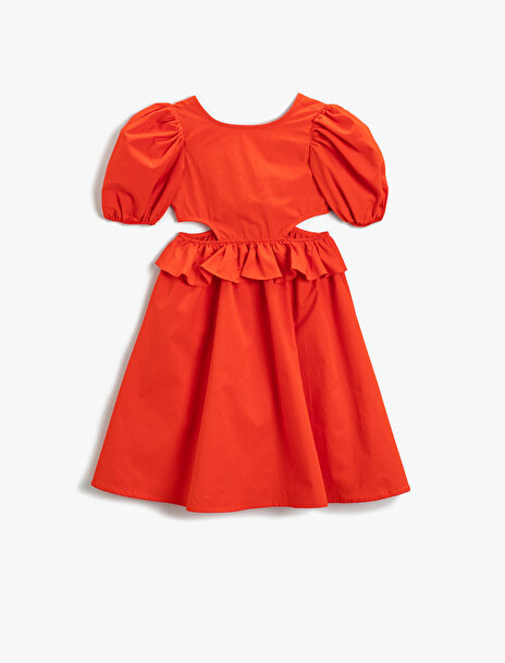 Koton Kız Çocuk Kısa Balon Kollu Beli Pencere Detaylı Bisiklet Yaka Fırfırlı Elbise Koton Kız Çocuk Kısa Balon Kollu Beli Pencere Detaylı Bisiklet Yaka Fırfırlı Elbise