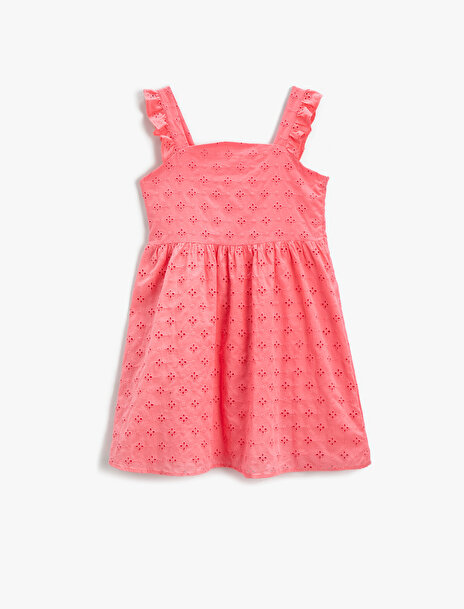 Koton Kız Çocuk Midi Elbise Fisto İşlemeli Fırfırlı Askılı Koton Kız Çocuk Midi Elbise Fisto İşlemeli Fırfırlı Askılı