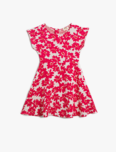 Koton Kız Çocuk Çiçekli Midi Elbise Kısa Kollu Bisiklet Yaka