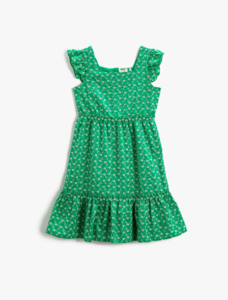 Koton Kız Çocuk Midi Elbise Fırfırlı Fisto İşlemeli