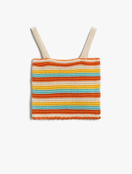 Koton Kız Çocuk Crop Üst Dokuma Askılı Çizgili Koton Kız Çocuk Crop Üst Dokuma Askılı Çizgili