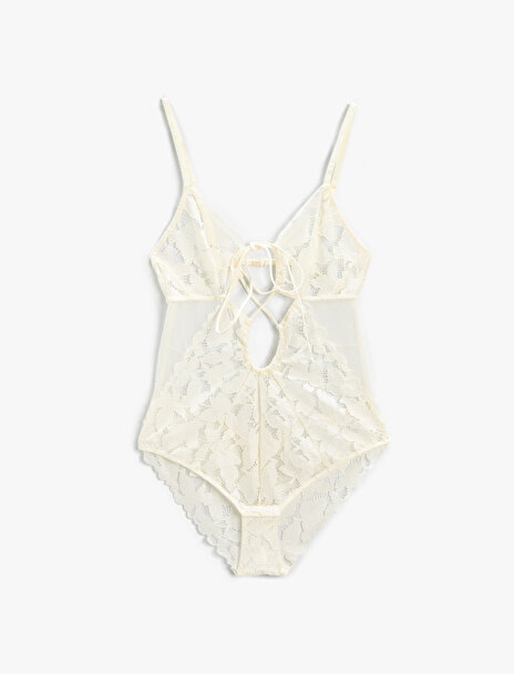 Koton Kadın Pencere Detaylı Büzgülü Bridal Bodysuit